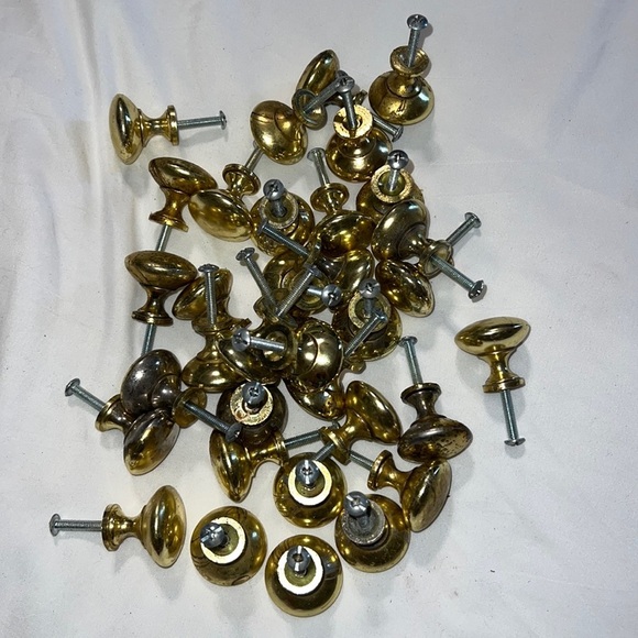 Other | 35 Brass Cabinet Knobs Needs Cleaning Some Discoloration Can Spray Paint Crafts | Poshmark